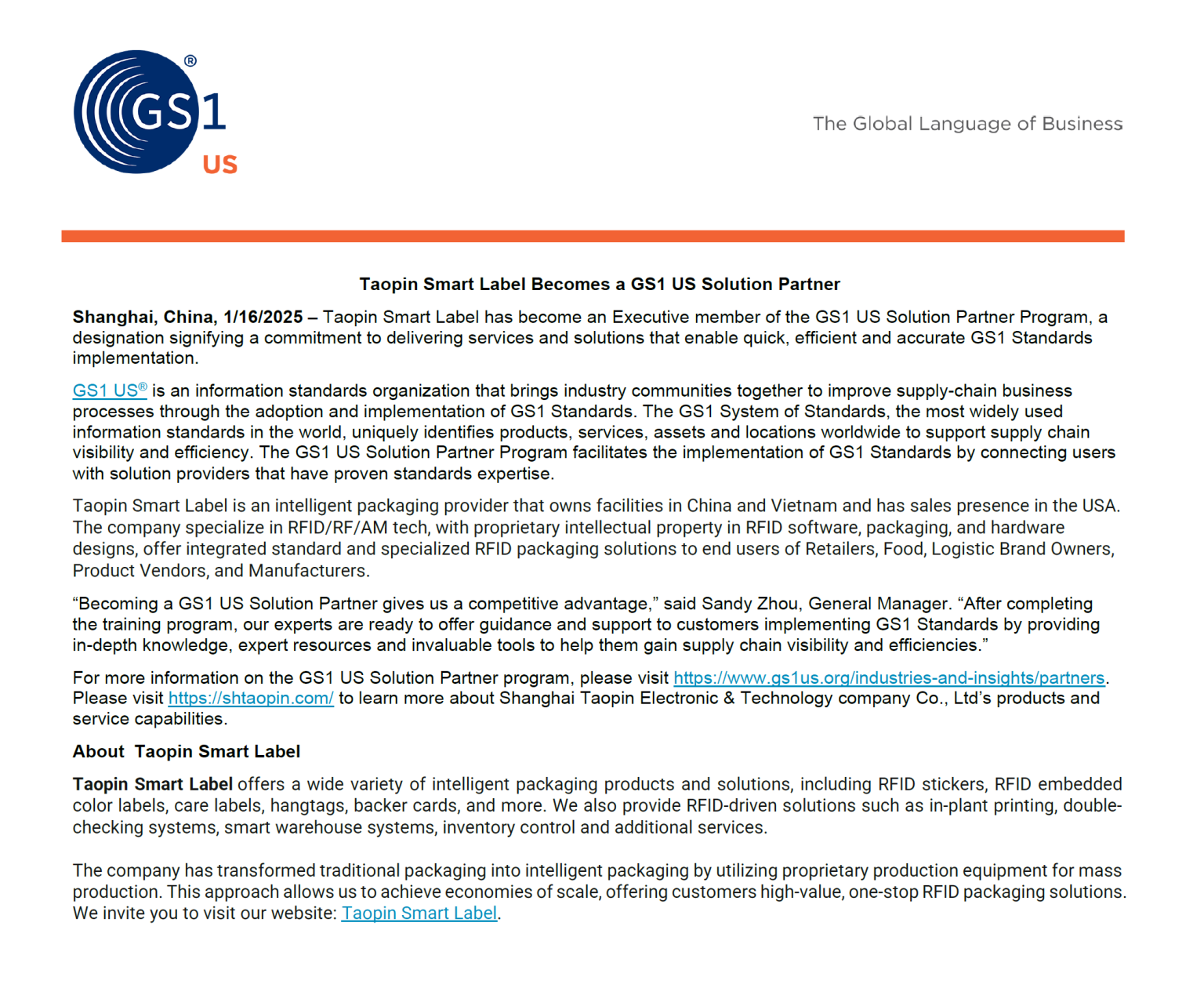 We are extremely honored to announce our collaboration with GS1 US ...